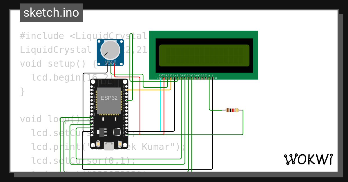 Lcd 16x 2 Wokwi Esp32 Stm32 Arduino Simulator 8045