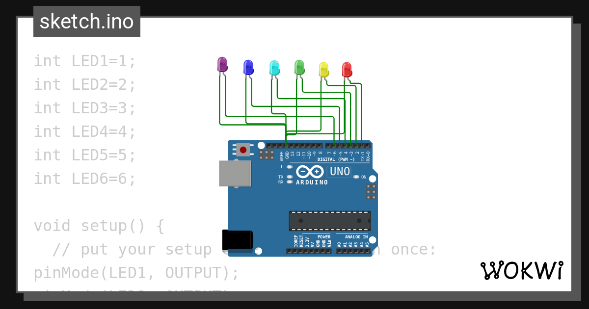 Lampu Kelip 6 Wokwi Esp32 Stm32 Arduino Simulator