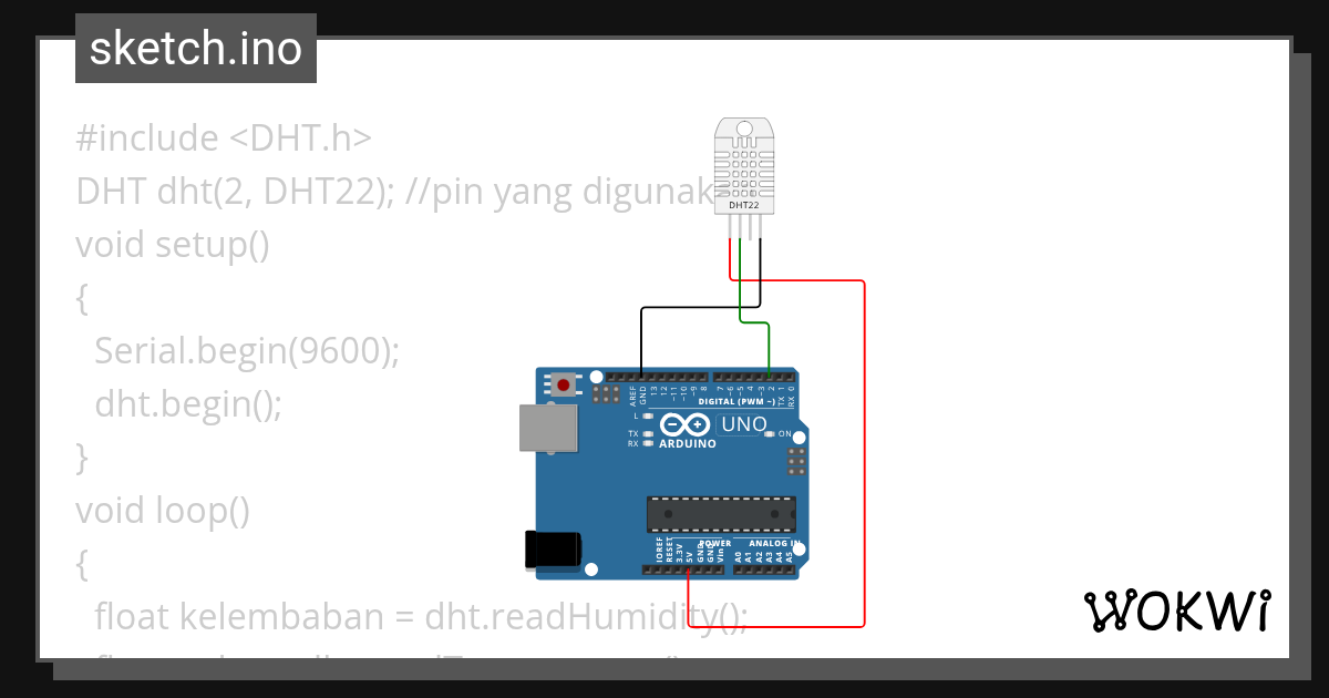 1_Belajar DHT 22 - Wokwi ESP32, STM32, Arduino Simulator