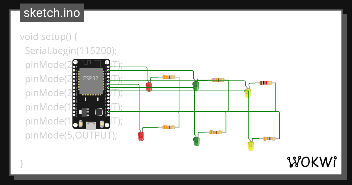 Semaforo - Wokwi ESP32, STM32, Arduino Simulator