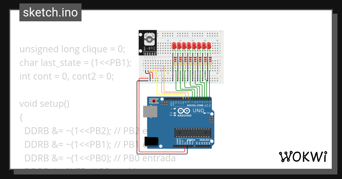 BCC4004 - Encoder leds (P2) Copy (4) - Wokwi ESP32, STM32, Arduino Simulator