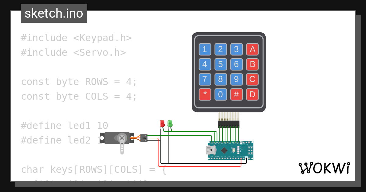 Kunci Pintu Pin Servo Wokwi Esp32 Stm32 Arduino Simulator