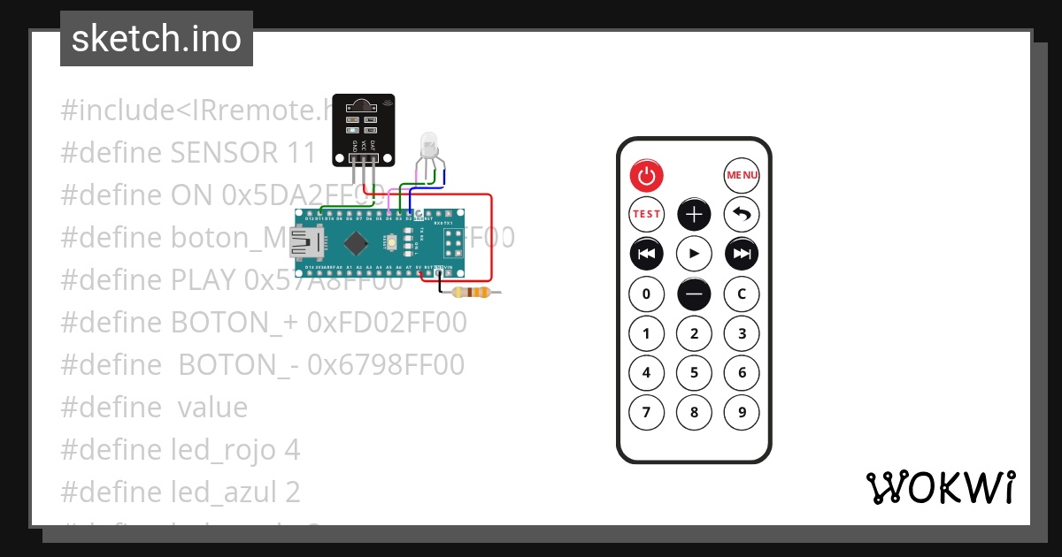 Practica sensor iR - Wokwi ESP32, STM32, Arduino Simulator