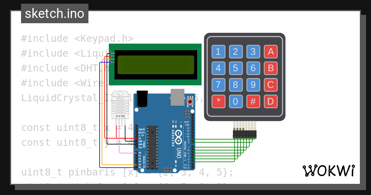 Latihan 7 Keypad Dht22 Wokwi Esp32 Stm32 Arduino Simulator 