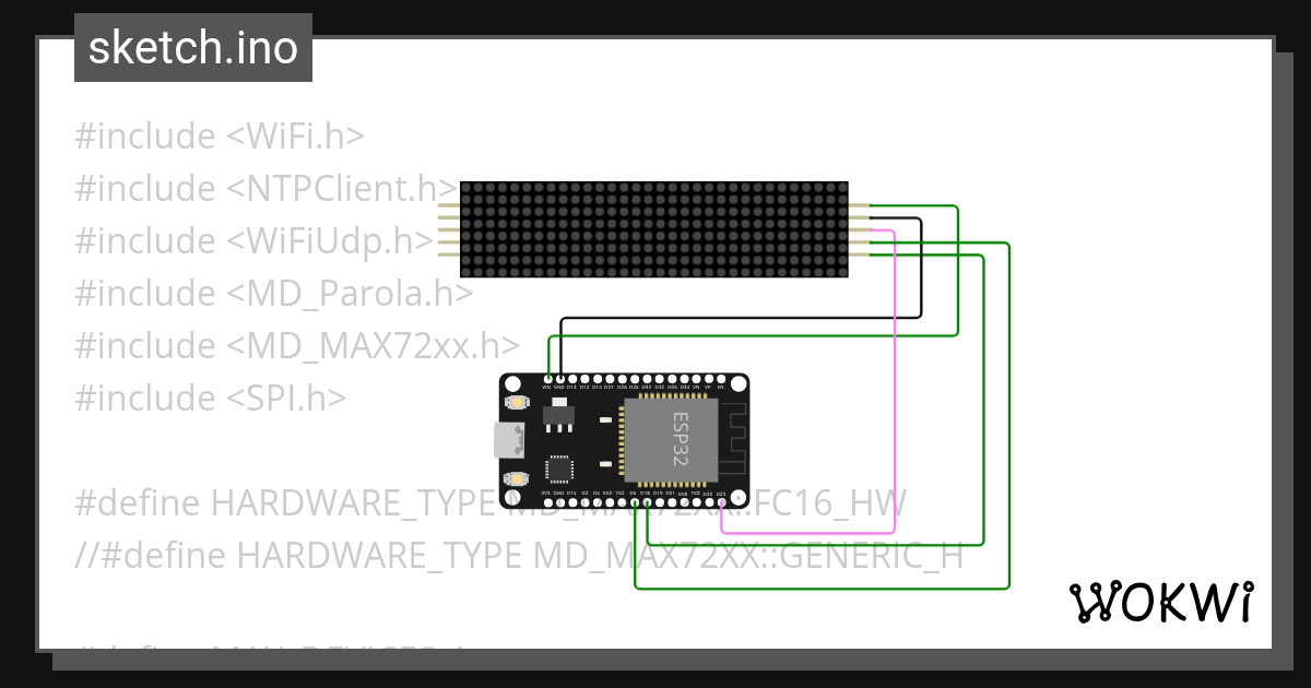 iotclock matrix esp32 - Wokwi ESP32, STM32, Arduino Simulator