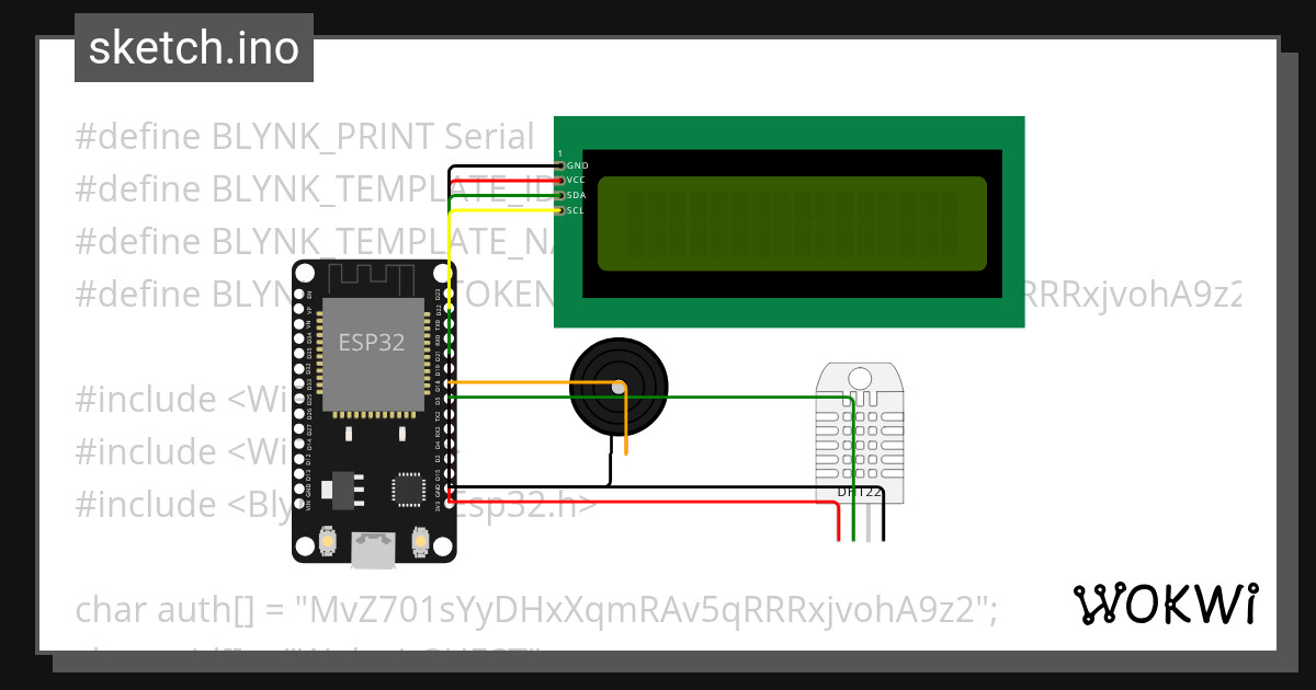 1. Monitoring suhu dan kelembapan yang terhubung Blynk App - Wokwi ESP32, STM32, Arduino Simulator