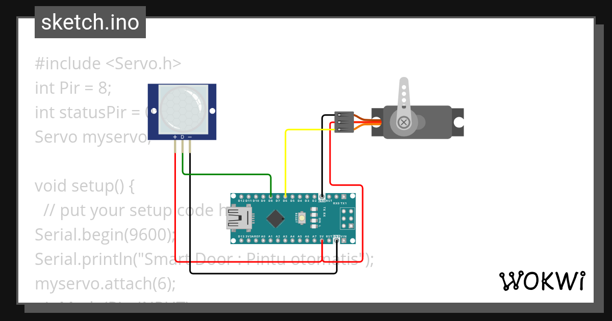 pintu otomatis - Wokwi ESP32, STM32, Arduino Simulator