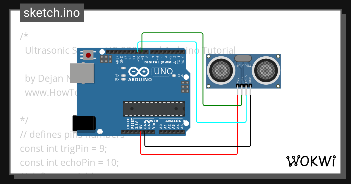 ULTRASONIC SENSOR - Wokwi ESP32, STM32, Arduino Simulator