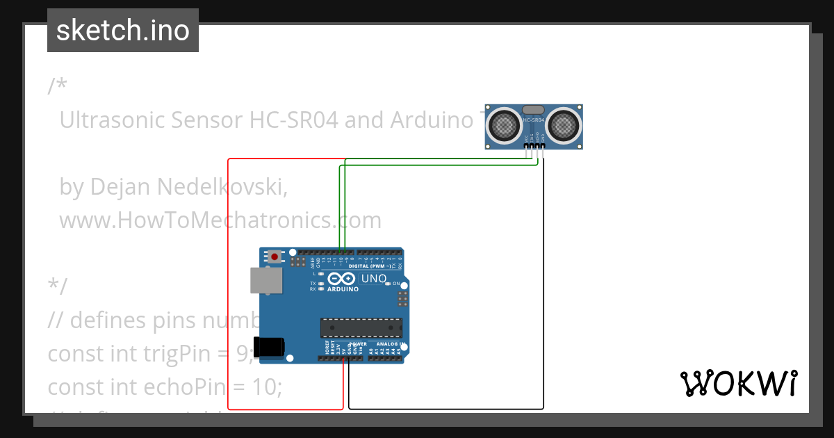 ULTRA SONIC SENSOR - Wokwi ESP32, STM32, Arduino Simulator