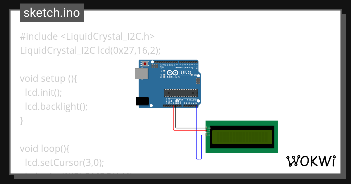 Lcd 16x2 I²c Wokwi Esp32 Stm32 Arduino Simulator 0877