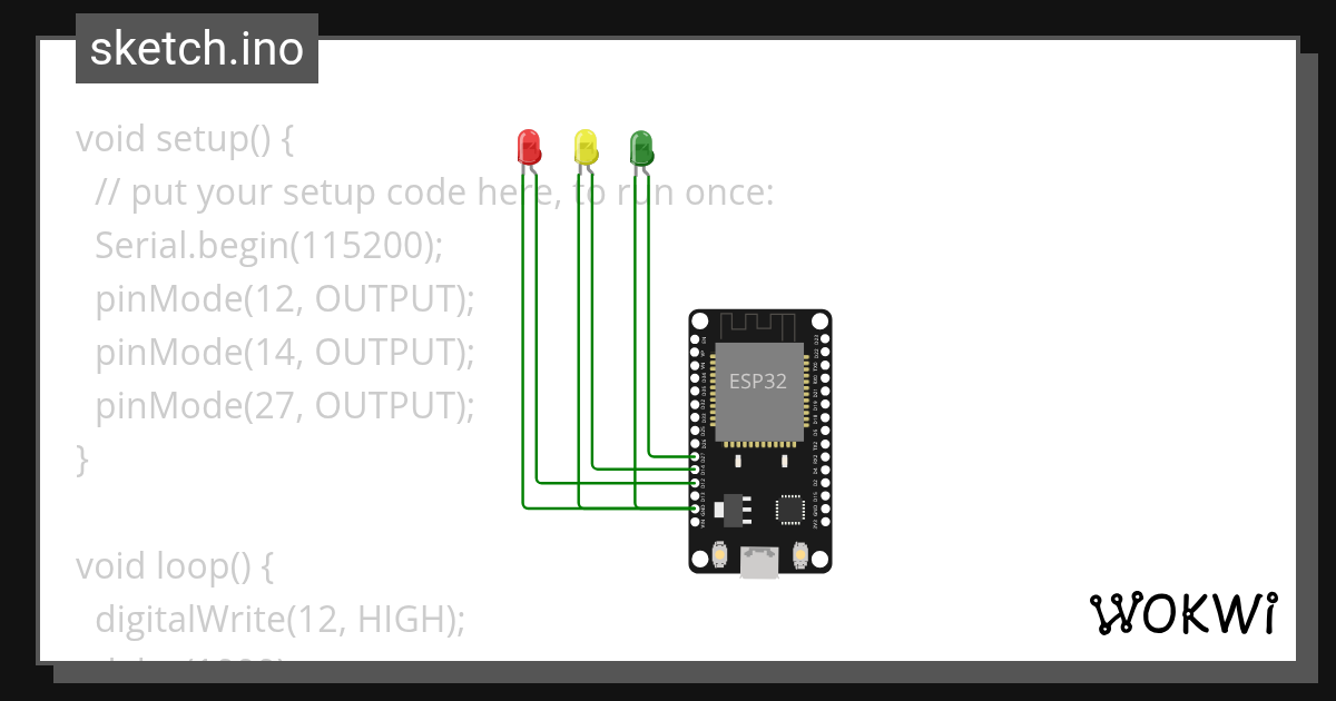 Traffic light - Wokwi ESP32, STM32, Arduino Simulator