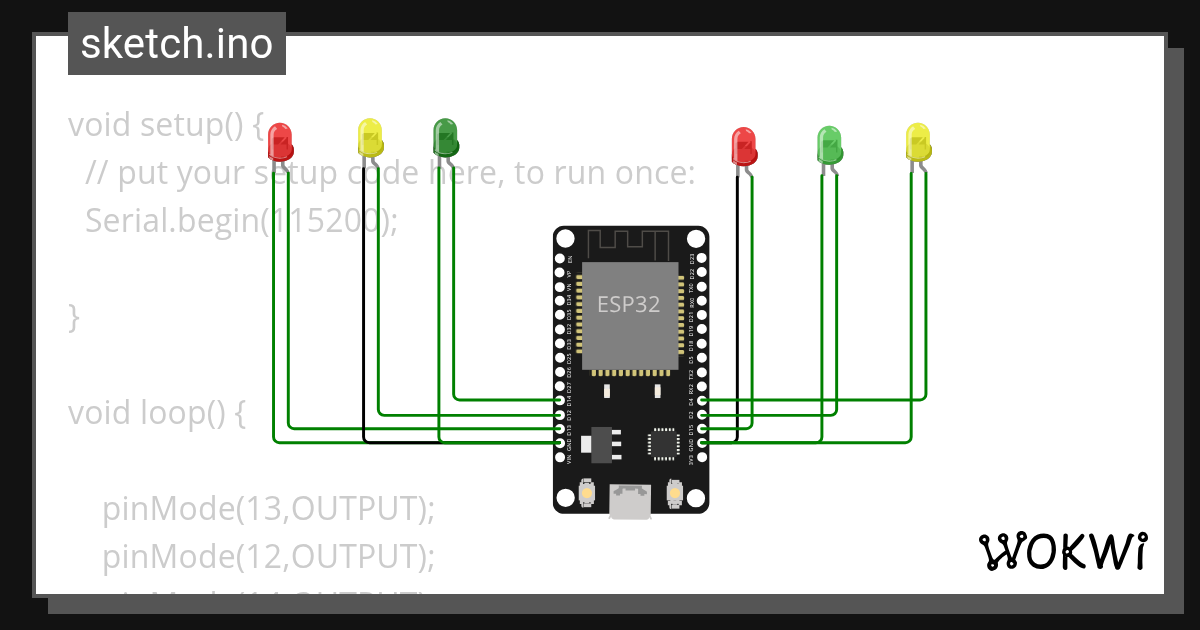 traffic light - Wokwi ESP32, STM32, Arduino Simulator