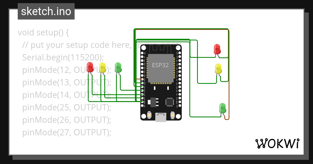 traffic light - Wokwi ESP32, STM32, Arduino Simulator