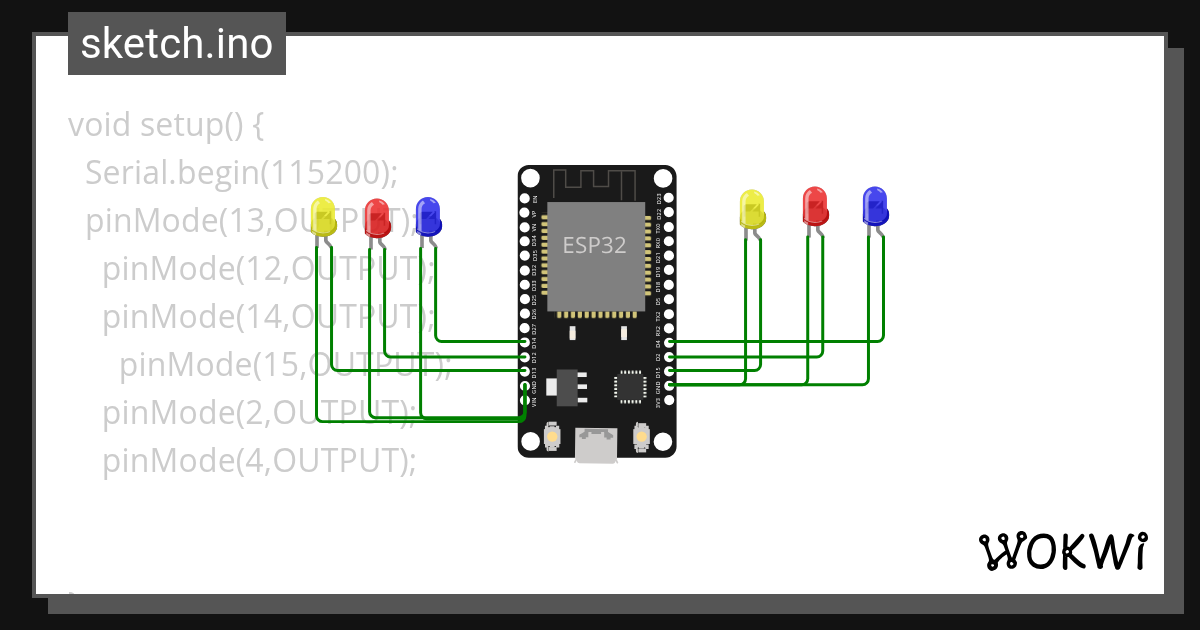TRAFFIC LIGHT - Wokwi ESP32, STM32, Arduino Simulator