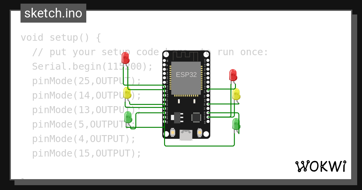 Traffic Signal Wokwi Esp32 Stm32 Arduino Simulator 7722