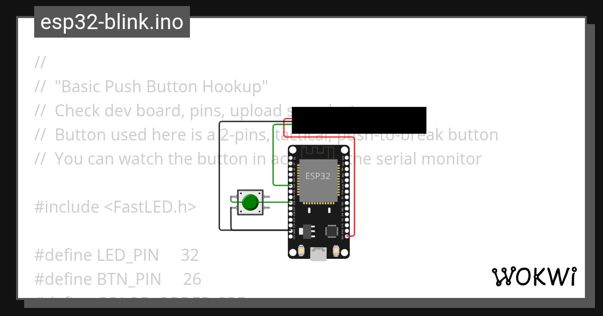 17 : PUSH BUTTON WITH LED BLINK(ESP32) - Wokwi ESP32, STM32, Arduino ...