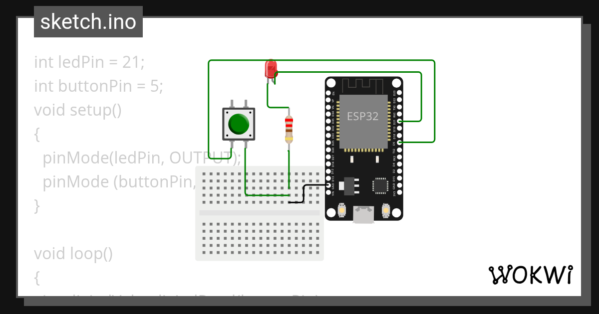 PUSHBUTTON - Wokwi ESP32, STM32, Arduino Simulator