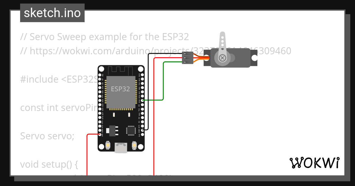 servo motor esp32 - Wokwi ESP32, STM32, Arduino Simulator