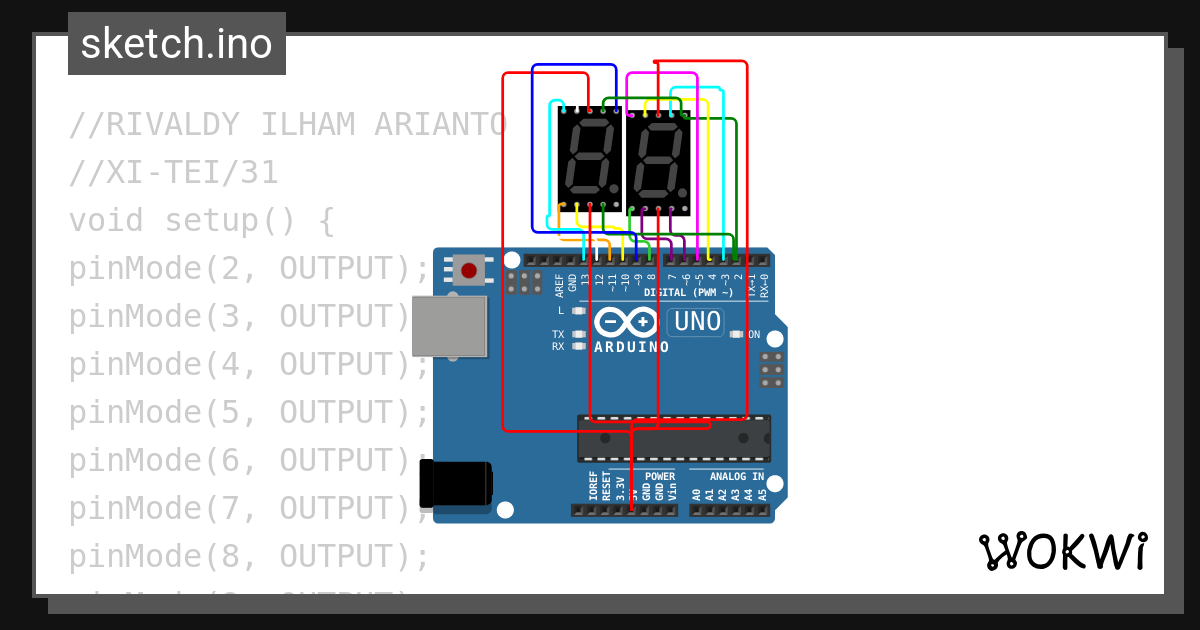 7 Segment No Absen Wokwi Esp32 Stm32 Arduino Simulator 7469