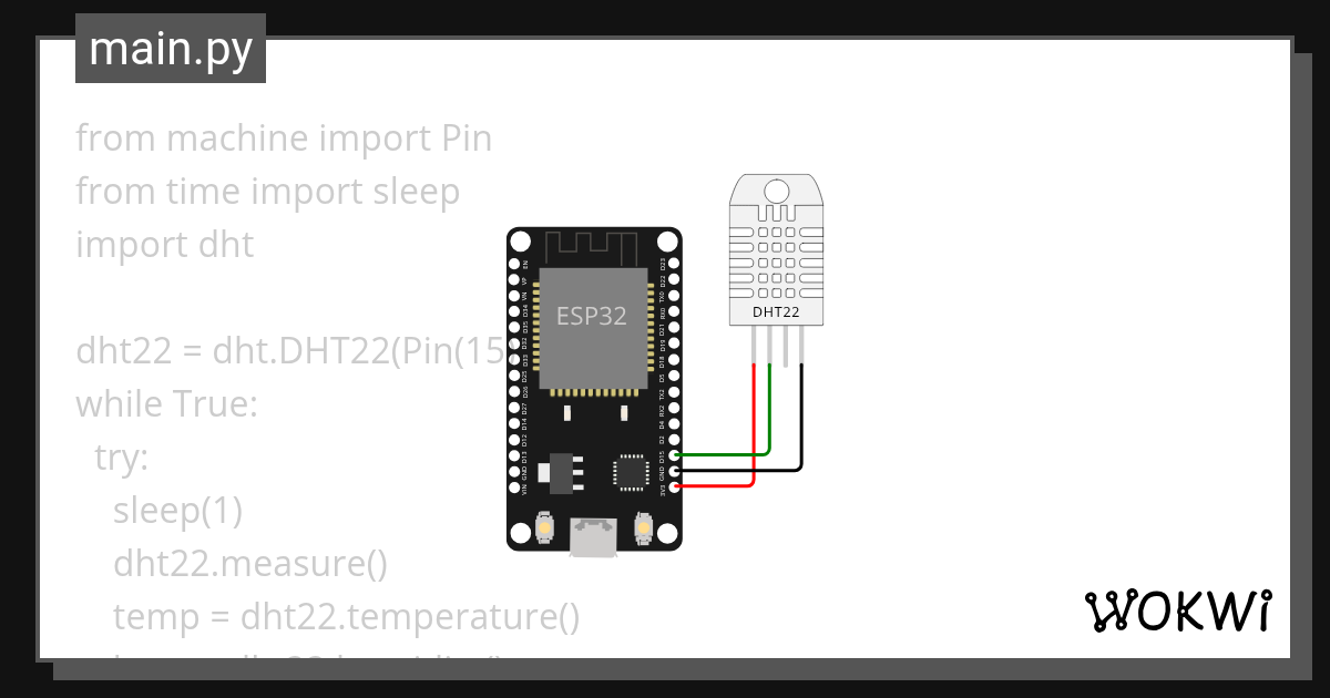 04 Sensor DHT22 - Wokwi ESP32, STM32, Arduino Simulator