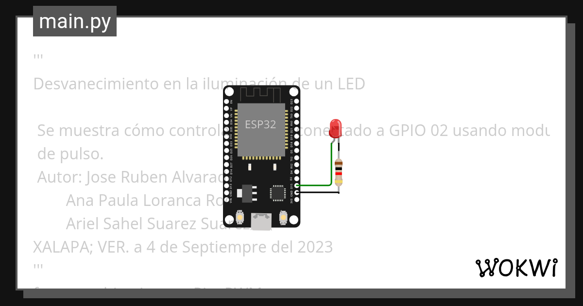 07.30 - Desvanecimiento en la iluminación de un LED - Wokwi ESP32, STM32, Arduino Simulator