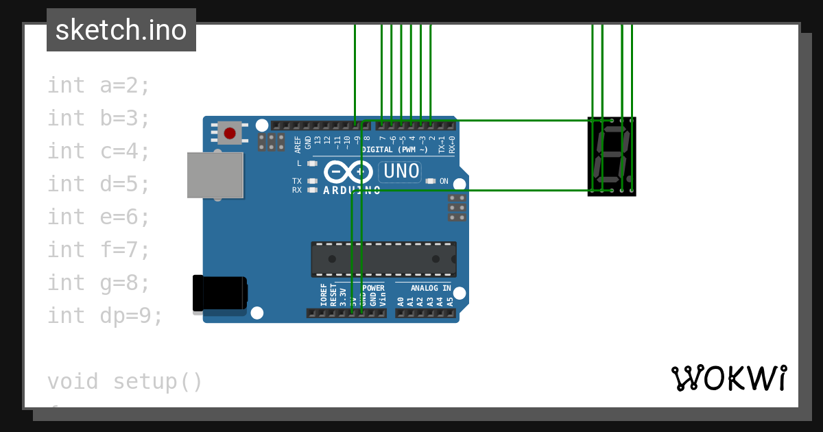 Seven Segement Wokwi Esp32 Stm32 Arduino Simulator 