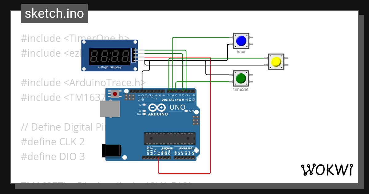 reloj botones - Wokwi ESP32, STM32, Arduino Simulator