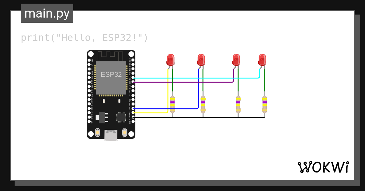 20230905跑马灯 Wokwi Esp32 Stm32 Arduino Simulator 7420