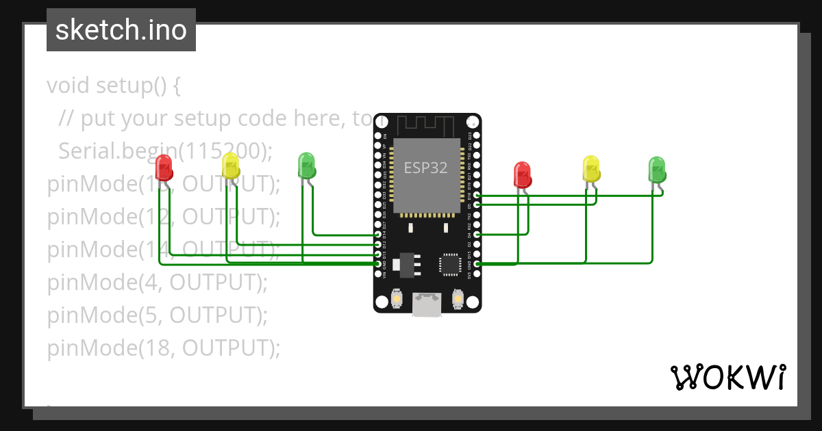 traffic Signal - Wokwi ESP32, STM32, Arduino Simulator