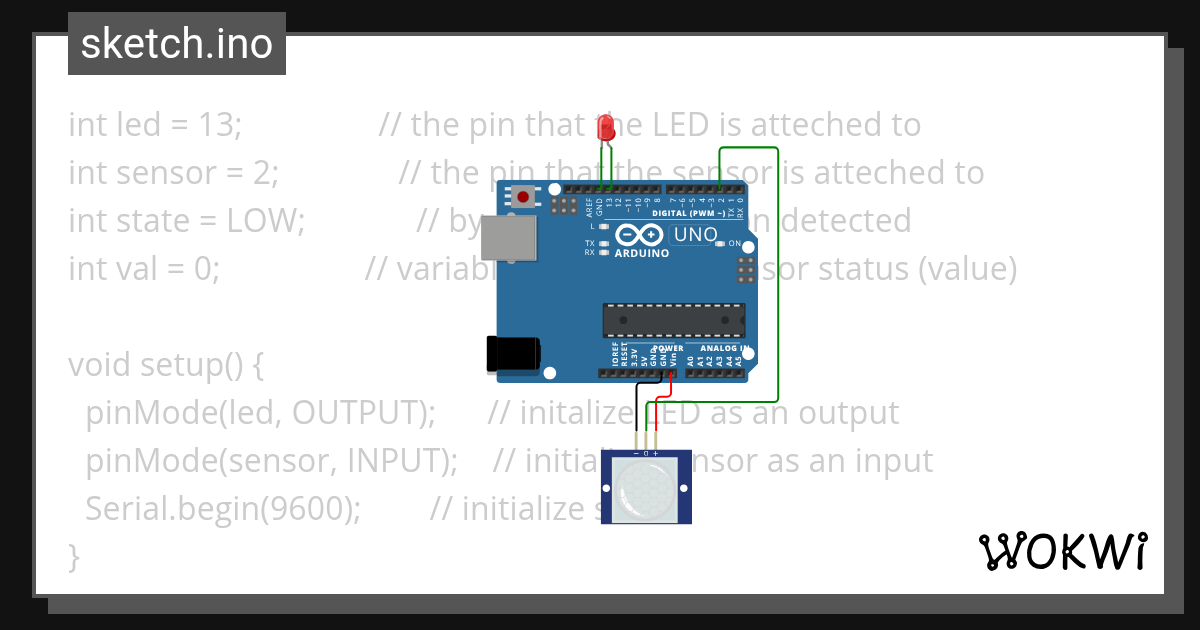 PIR SENSOR - Wokwi ESP32, STM32, Arduino Simulator