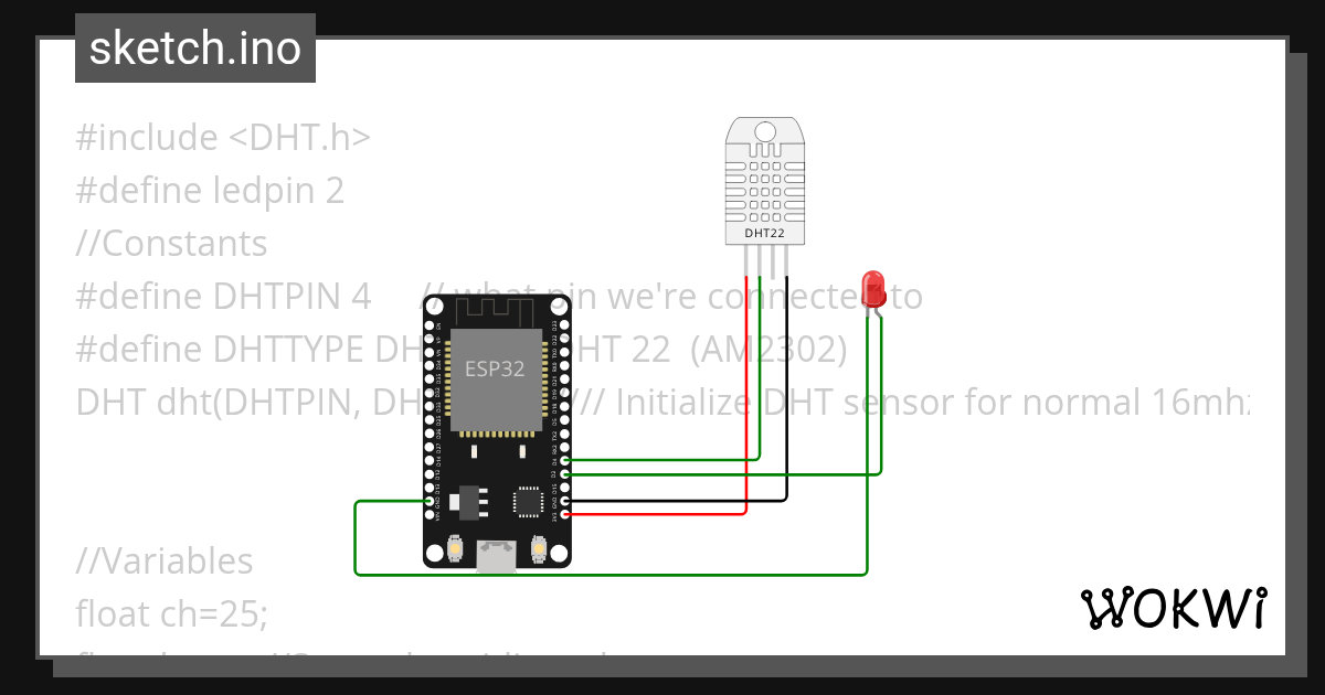 DHT ESP 32 - Wokwi ESP32, STM32, Arduino Simulator