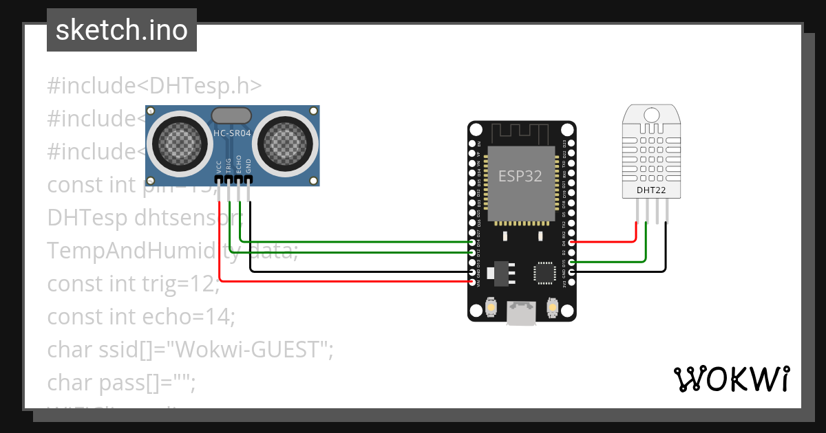 ultrasonic sensor - Wokwi ESP32, STM32, Arduino Simulator