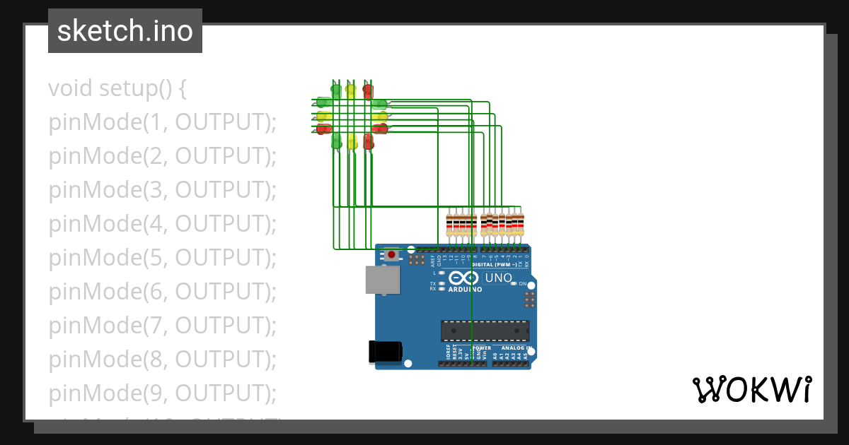 Projek lampu merah 4 - Wokwi ESP32, STM32, Arduino Simulator