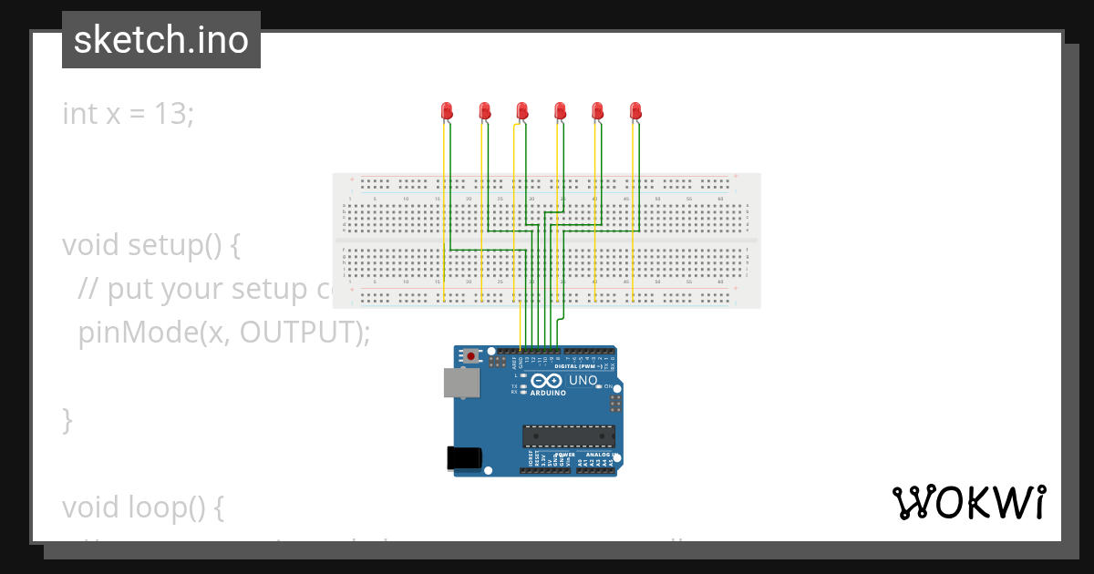 หลอดไฟ6ดวง ติดทีละดวงคำสั่ง For Wokwi Esp32 Stm32 Arduino Simulator 1712