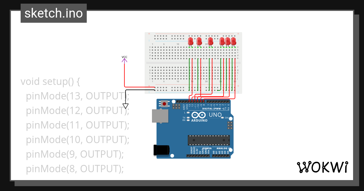 led pattern - Wokwi ESP32, STM32, Arduino Simulator