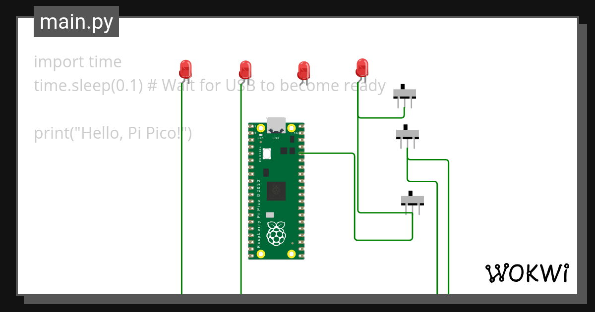 4 leds - Wokwi ESP32, STM32, Arduino Simulator