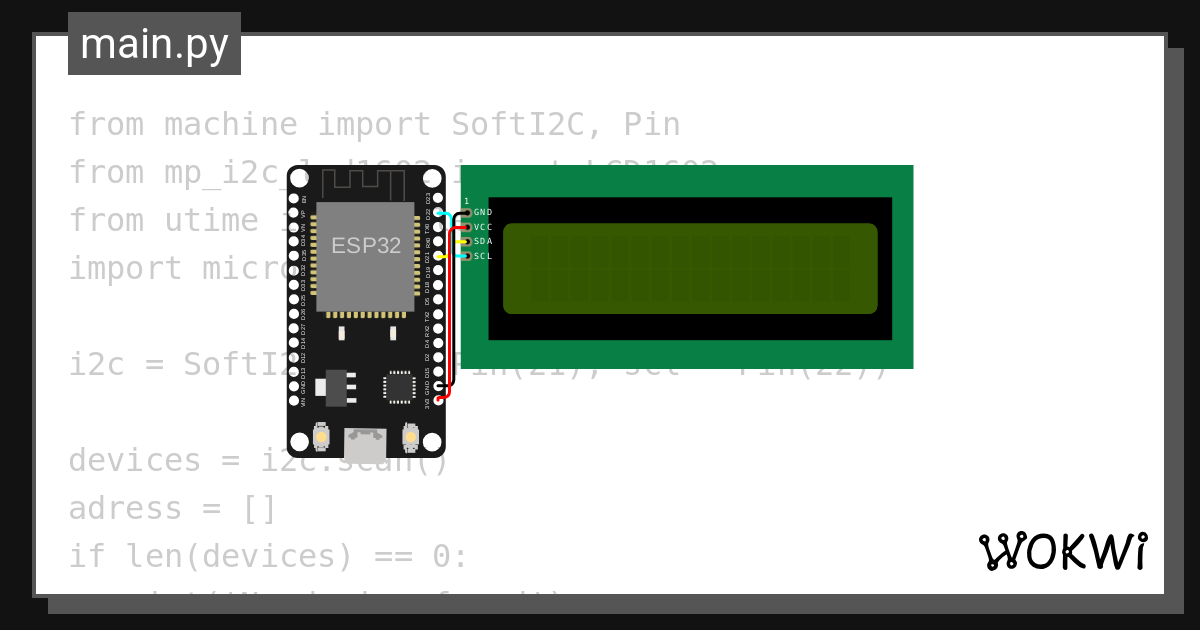 Lcd And I²c Wokwi Esp32 Stm32 Arduino Simulator