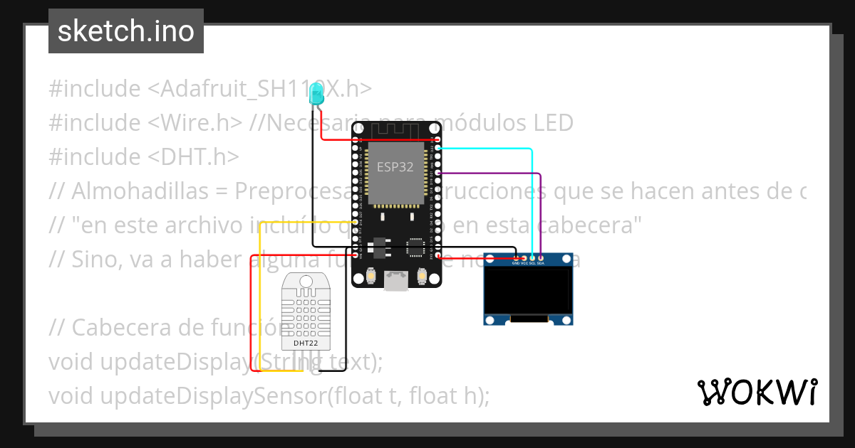 4- Display & DHT22 - Wokwi ESP32, STM32, Arduino Simulator