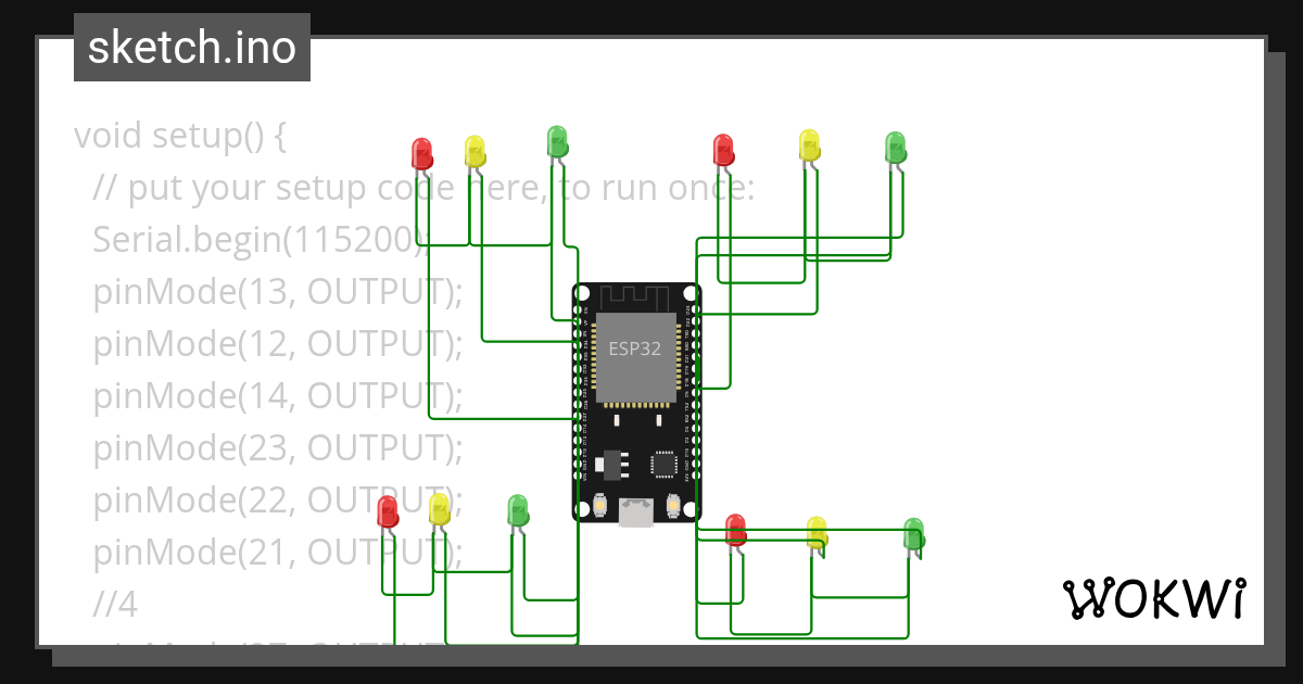 traffic led signals - Wokwi ESP32, STM32, Arduino Simulator