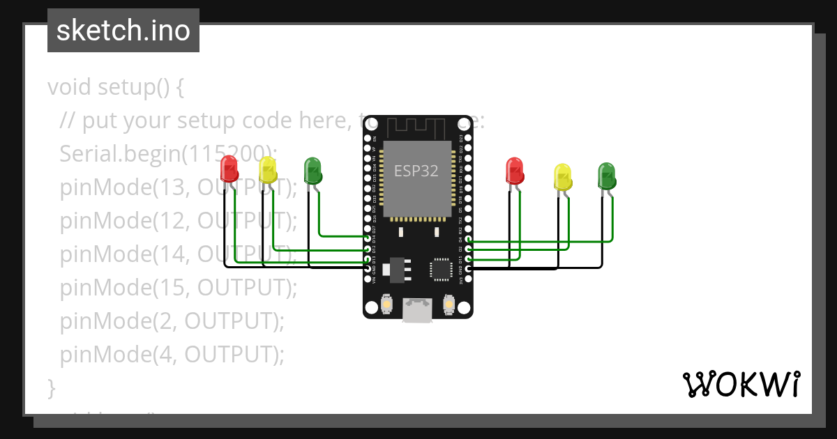 traffic light - Wokwi ESP32, STM32, Arduino Simulator