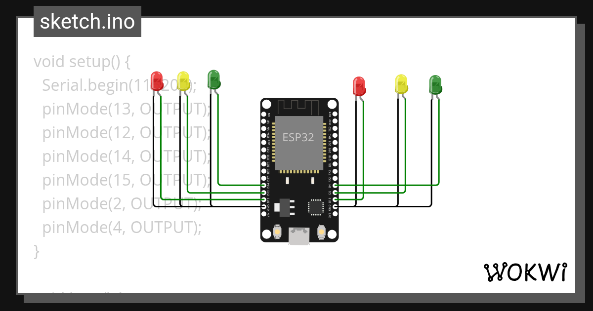 Traffic Light - Wokwi ESP32, STM32, Arduino Simulator