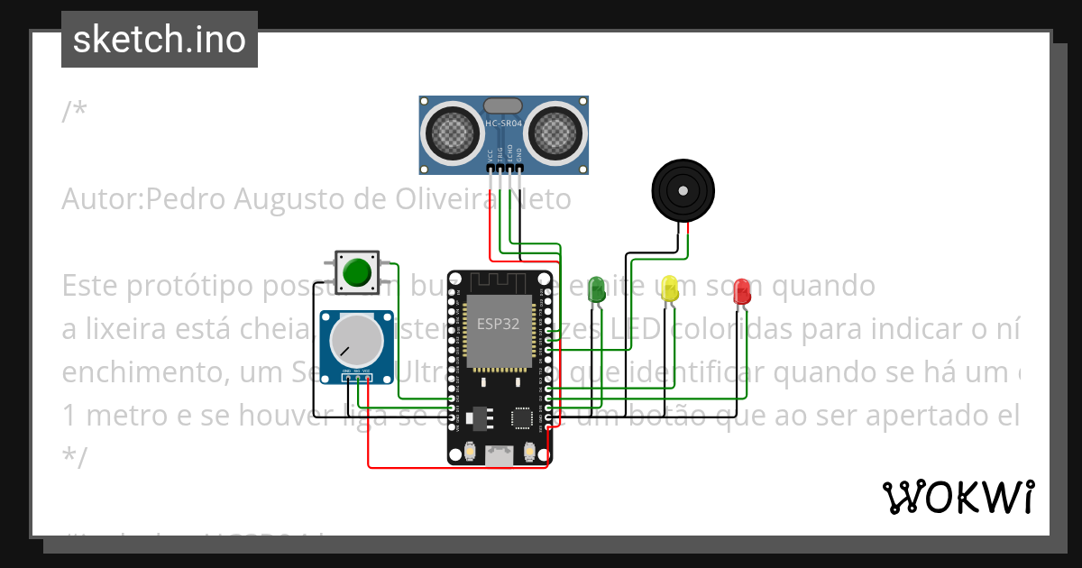 Coletor Lixo Eletrônico - Wokwi ESP32, STM32, Arduino Simulator
