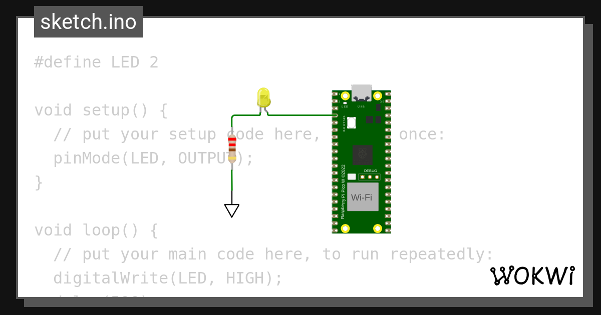Led Raspeberry Pico W Wokwi Esp32 Stm32 Arduino Simulator 8449