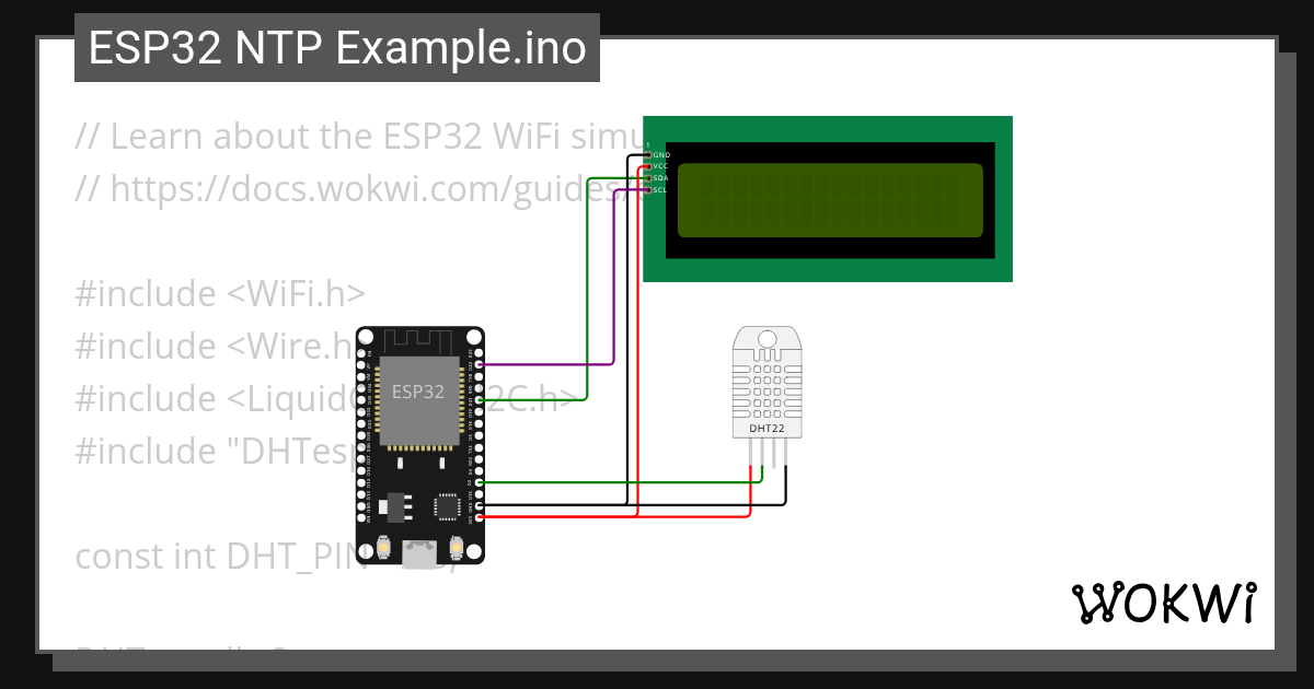 ESP32 Display Time to LCD.ino Copy - Wokwi ESP32, STM32, Arduino Simulator