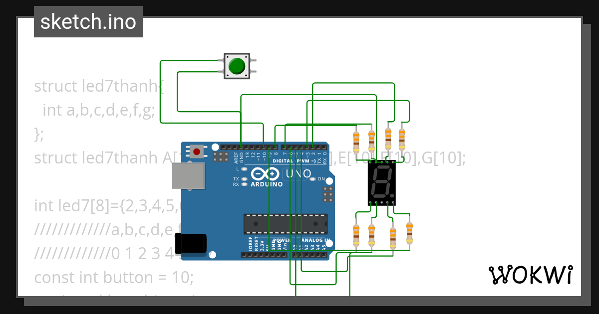 Led7thanh Wokwi Esp32 Stm32 Arduino Simulator