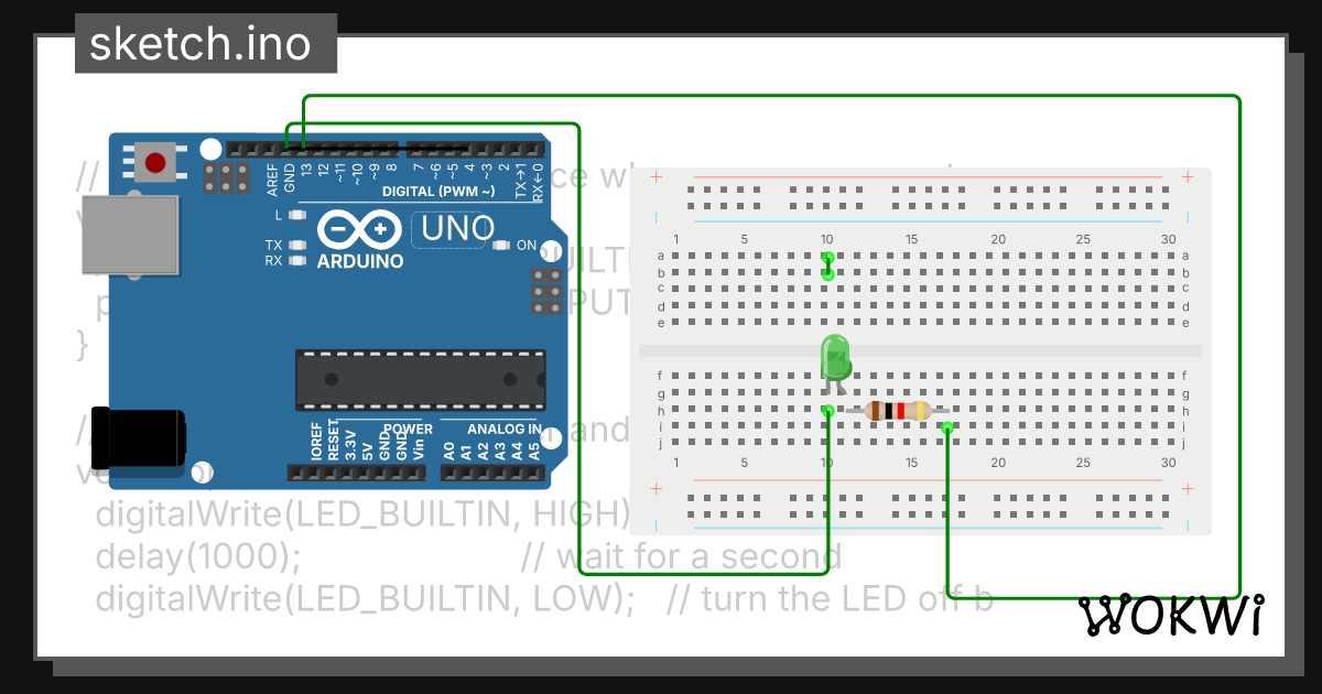 LED blink 1 - Wokwi ESP32, STM32, Arduino Simulator