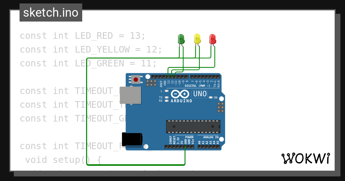 светофор Wokwi Esp32 Stm32 Arduino Simulator 