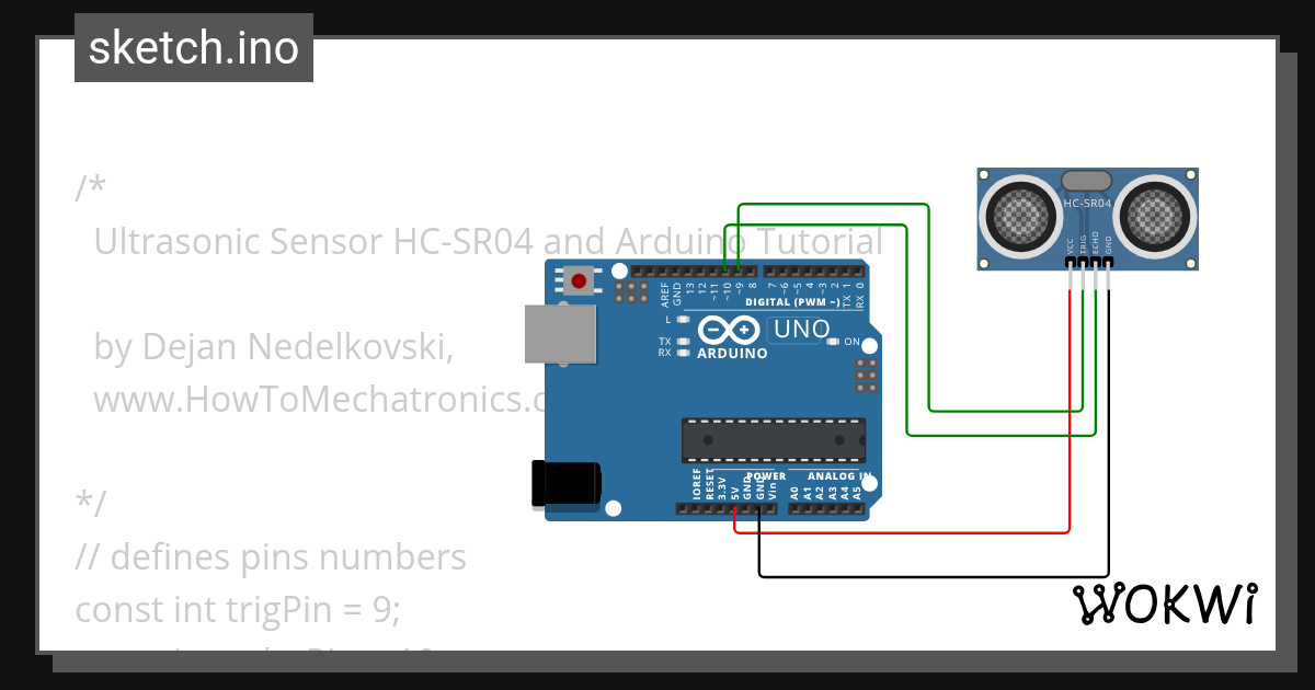 ultrasonic sensor - Wokwi ESP32, STM32, Arduino Simulator