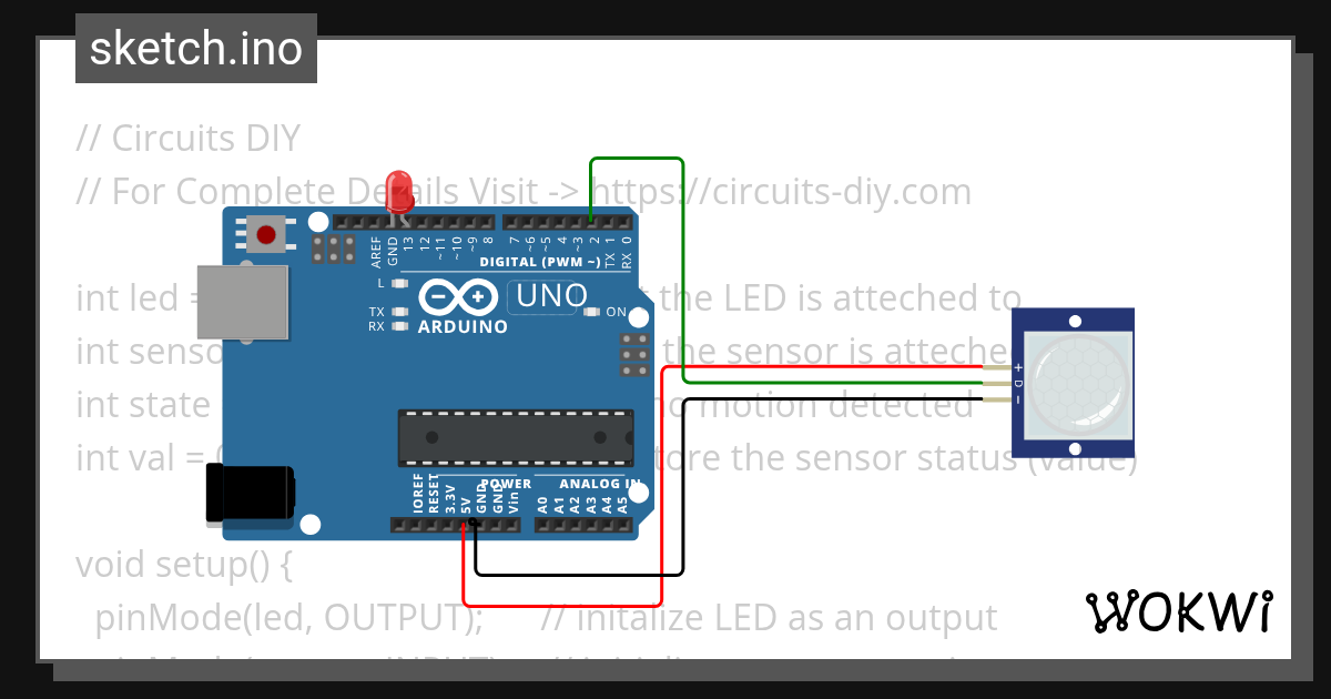 Pir Motion Wokwi Esp32 Stm32 Arduino Simulator
