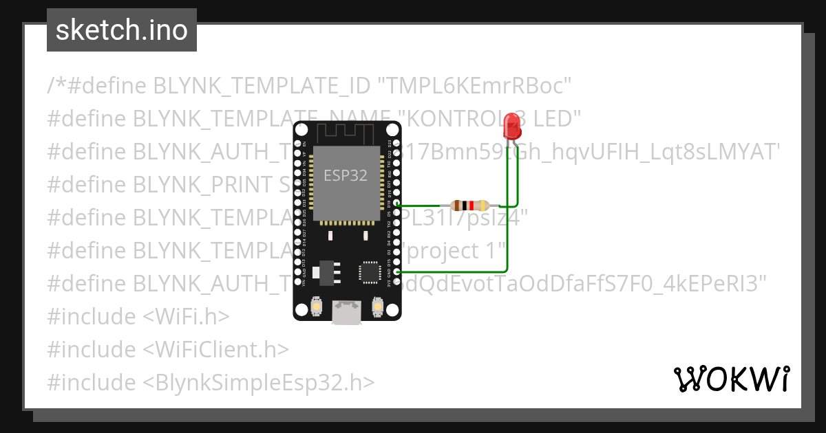 LED BLYNK - Wokwi ESP32, STM32, Arduino Simulator